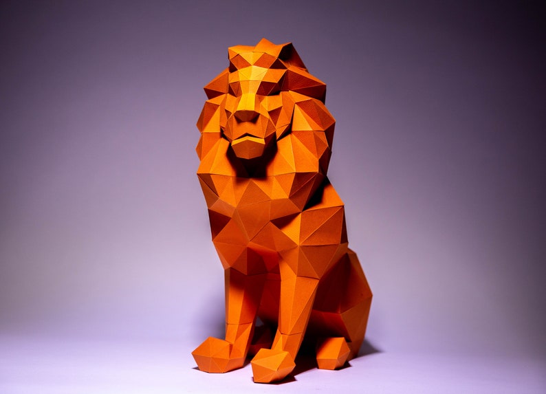 Lion Paper Craft, Digital Template, Origami, PDF Download DIY, Low Poly ...