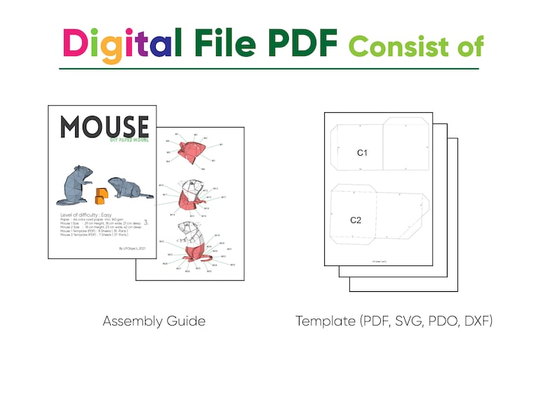 Mouse Paper Craft Digital Template Origami PDF Download - Etsy