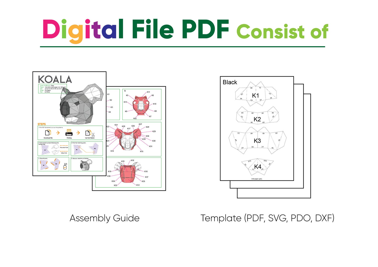 Koala Mask Papercraft Mask Template Origami PDF Download | Etsy