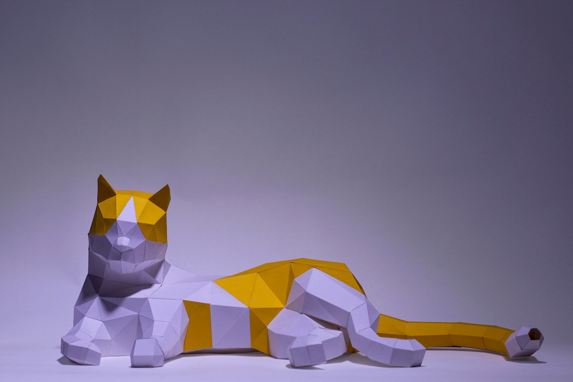 Cat Sleeping Paper Craft, Digital Template, Origami, PDF Download DIY ...