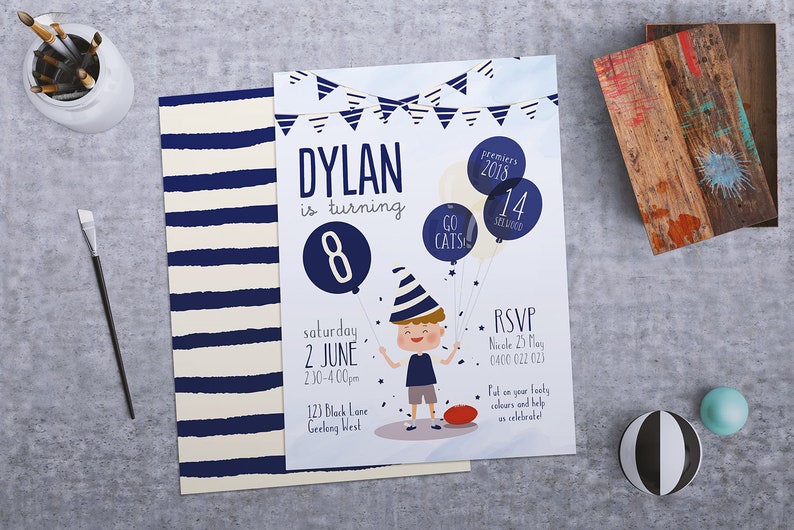 AFL | AFL Birthday Invitation | AFL Kids Party | All Team Colours ...