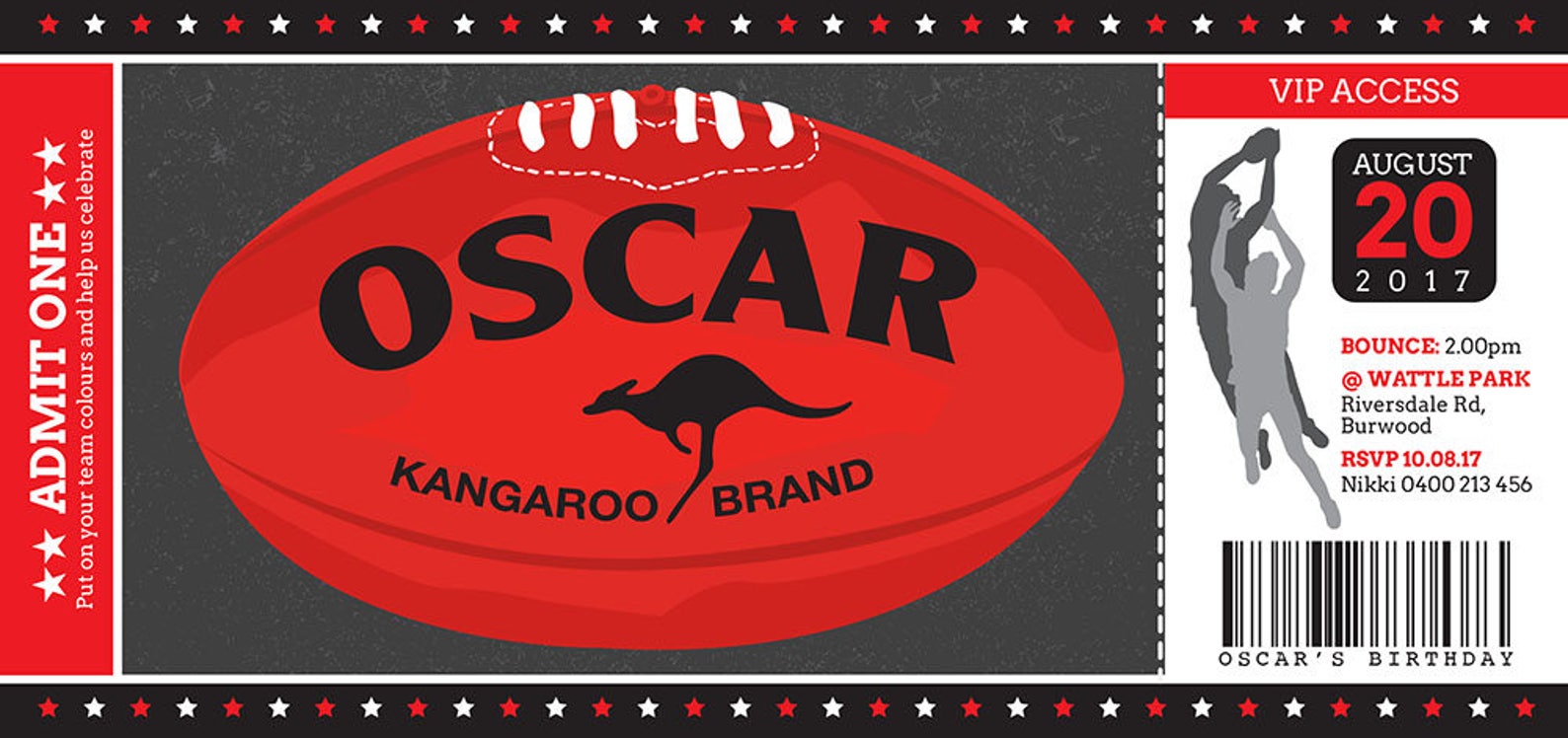 AFL Birthday Party Invitation | All Team Colours Available | Birthday ...