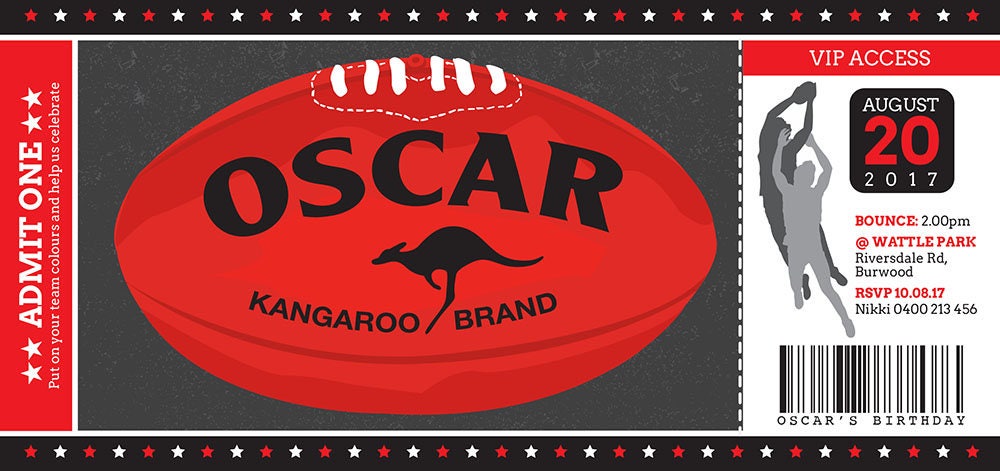 AFL Birthday Party Invitation | All Team Colours Available | Birthday ...