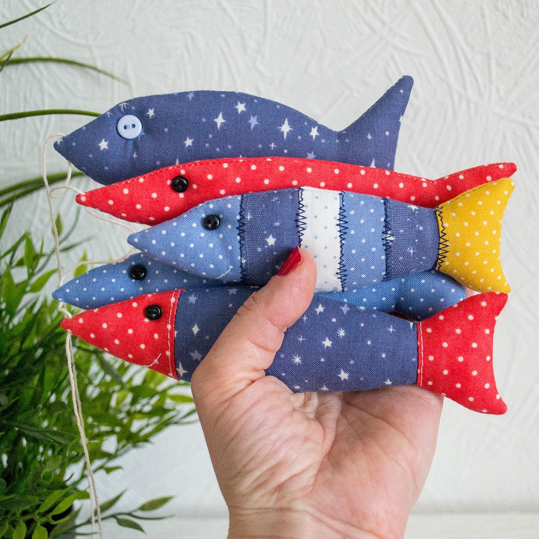 Fish Garland Nautical Decor Fish Wall Decor Blue Fish Red Fish Nautical ...