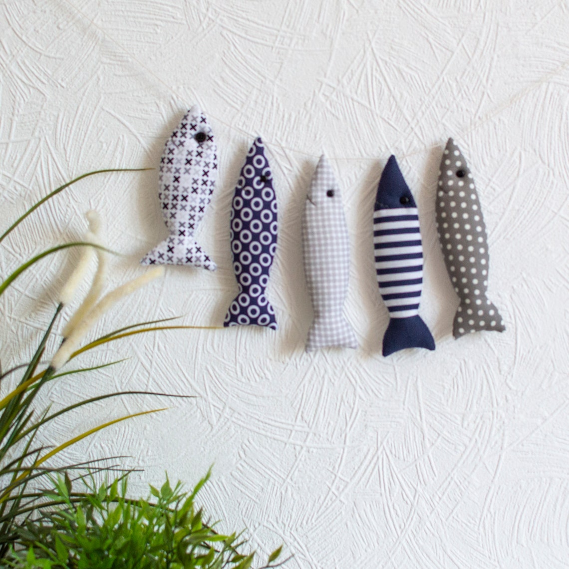 Fish garland Nautical decor Fish wall decor Blue fish Red fish | Etsy