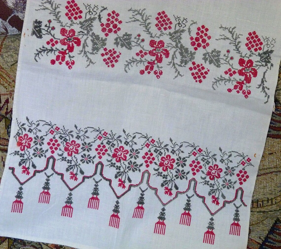 EXCELLENT Antique Embroidered Towel Rushnik Ukrainian Hand | Etsy