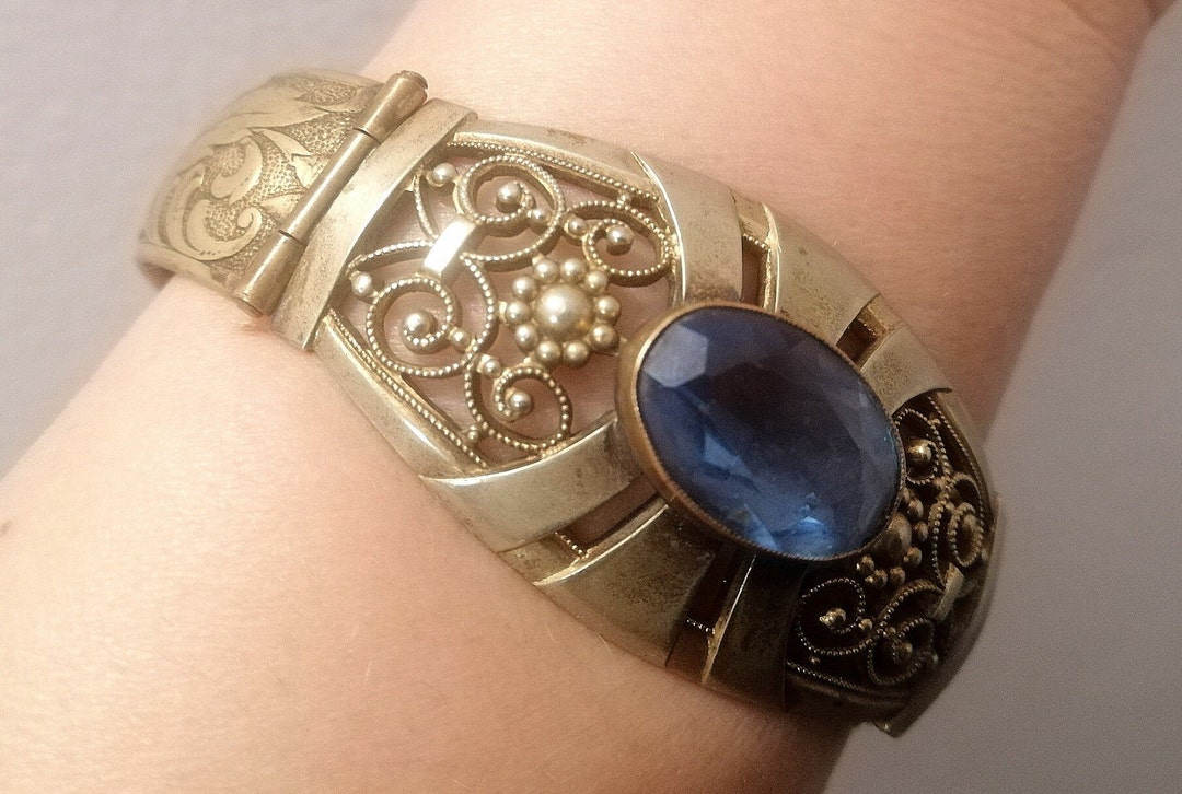 Very Unique 1920s Bracelet Brass European Cillectible Carved Filigree ...
