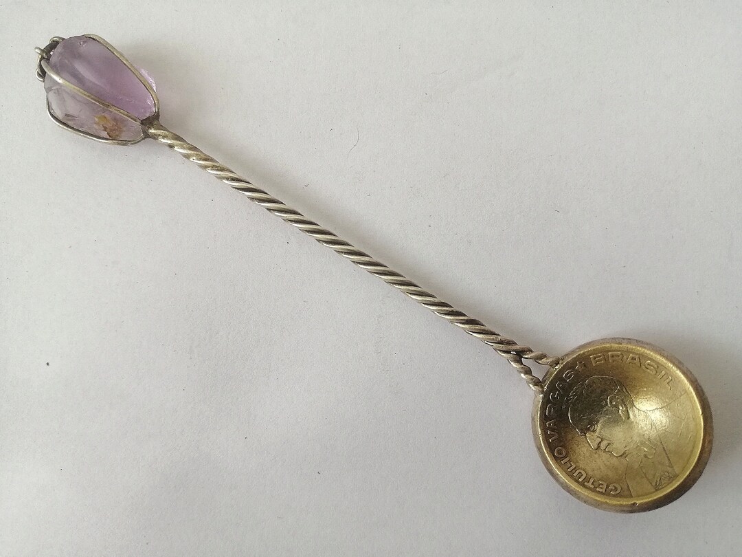 Vintage Brazilian Coin Spoon Miniature Bronze Silver 50 Centavos 1946 ...