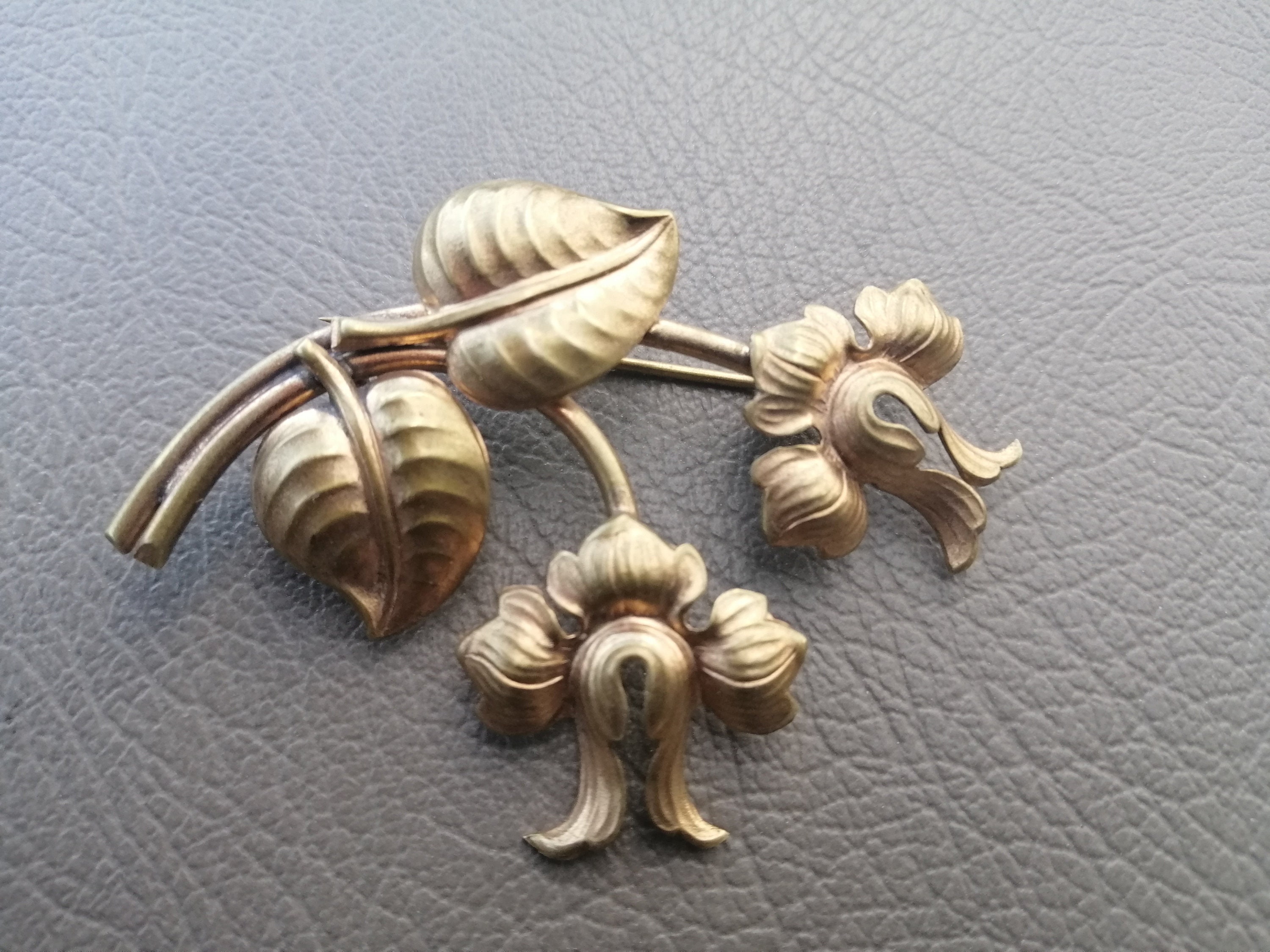 Interesting Vintage Brooch Art Deco Style Signed Brass Brooch | Etsy