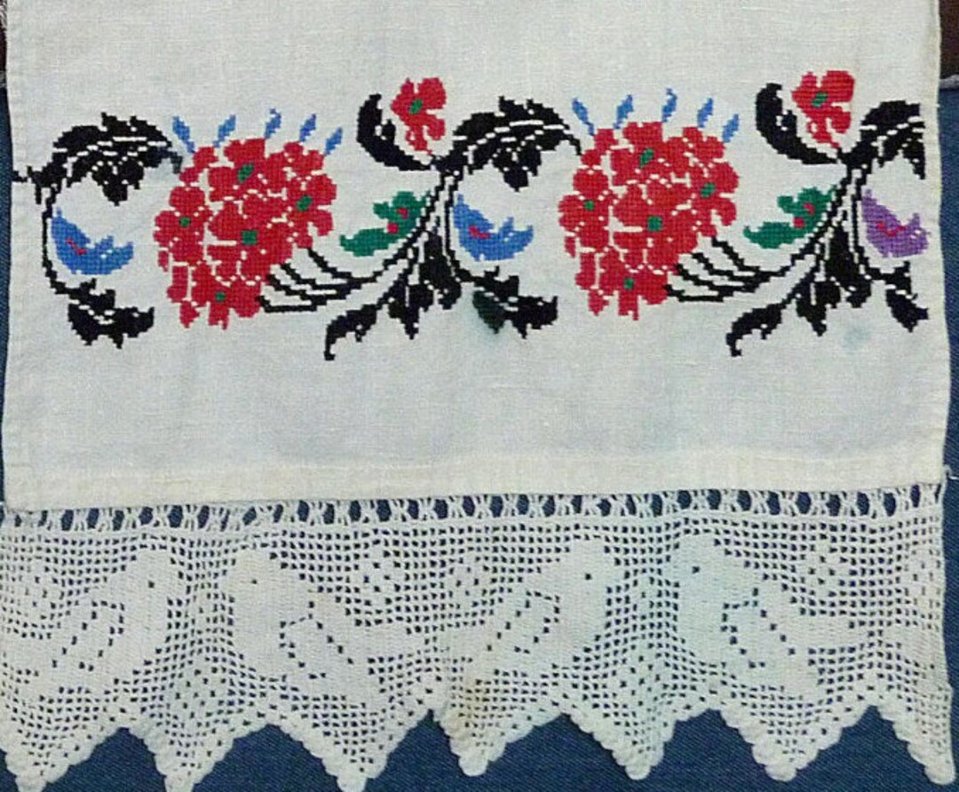 UNIQUE Ukrainian Rushnik With Flowers and Birds 1930s Ukrainian Vintage ...