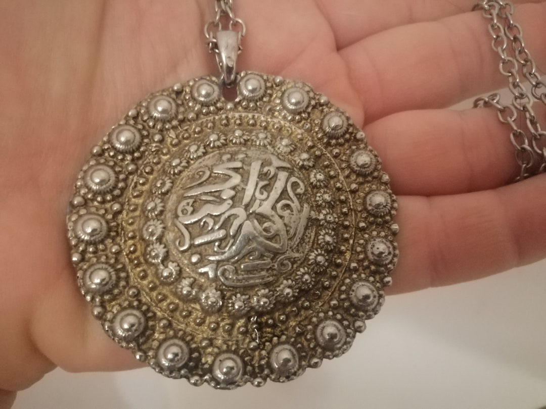 UNIQUE Huge Antique Pendant Islamic Medallion With Arabian Calligraphy ...