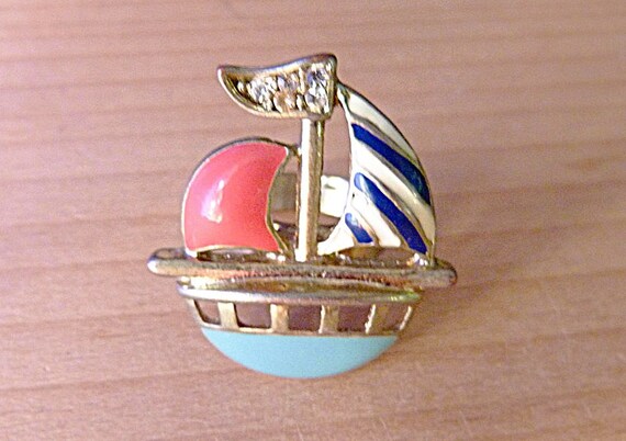 Unusual Ring Sailing Vessel Ship summer Boho Ring Lar… - Gem
