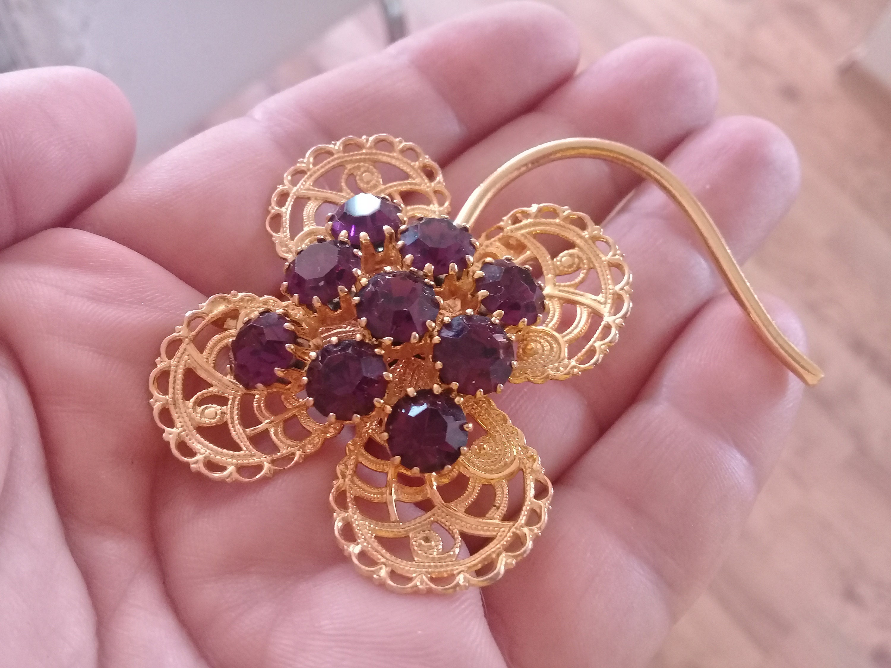 Vintage Russian Brooch Lucky Brooch Pin Clover Flower Elegant | Etsy