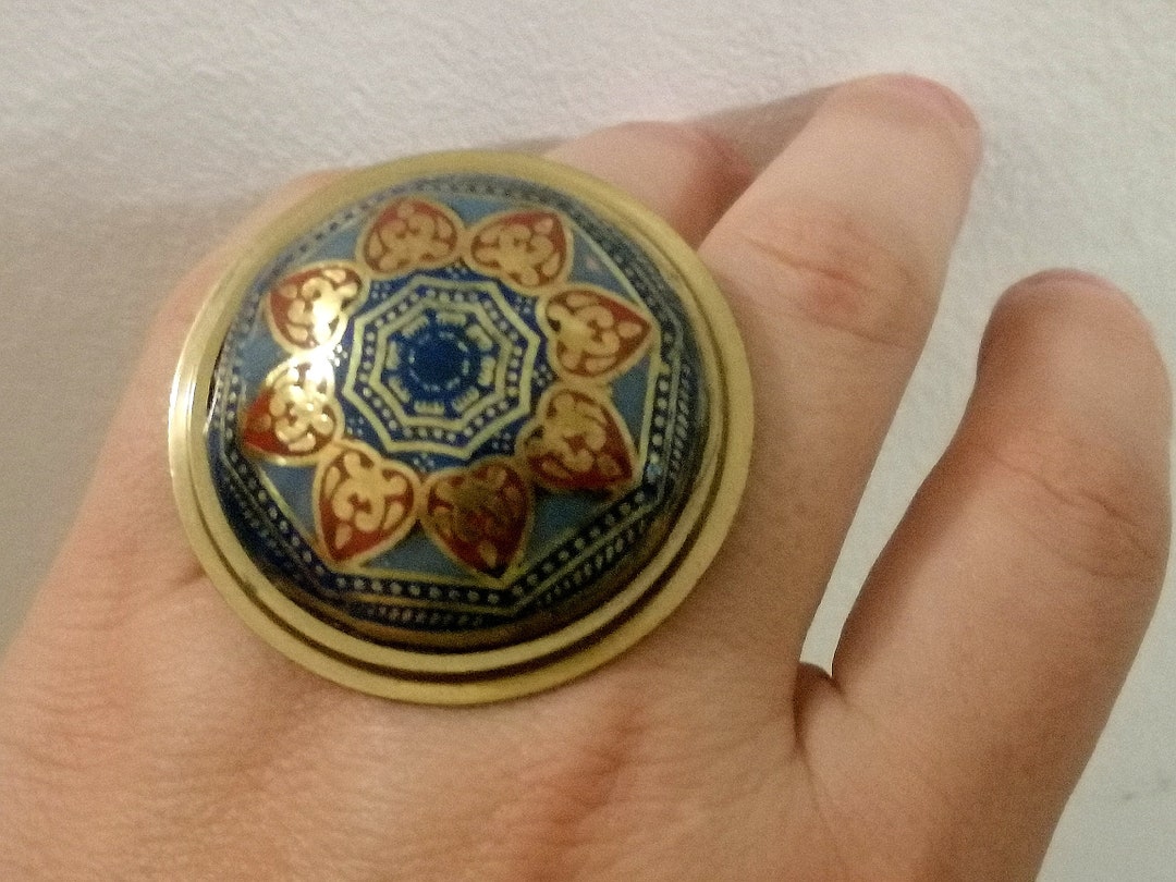 Vintage Mandala Ring Nepal Tibetian Mystic Unisex Huge Free Size ...