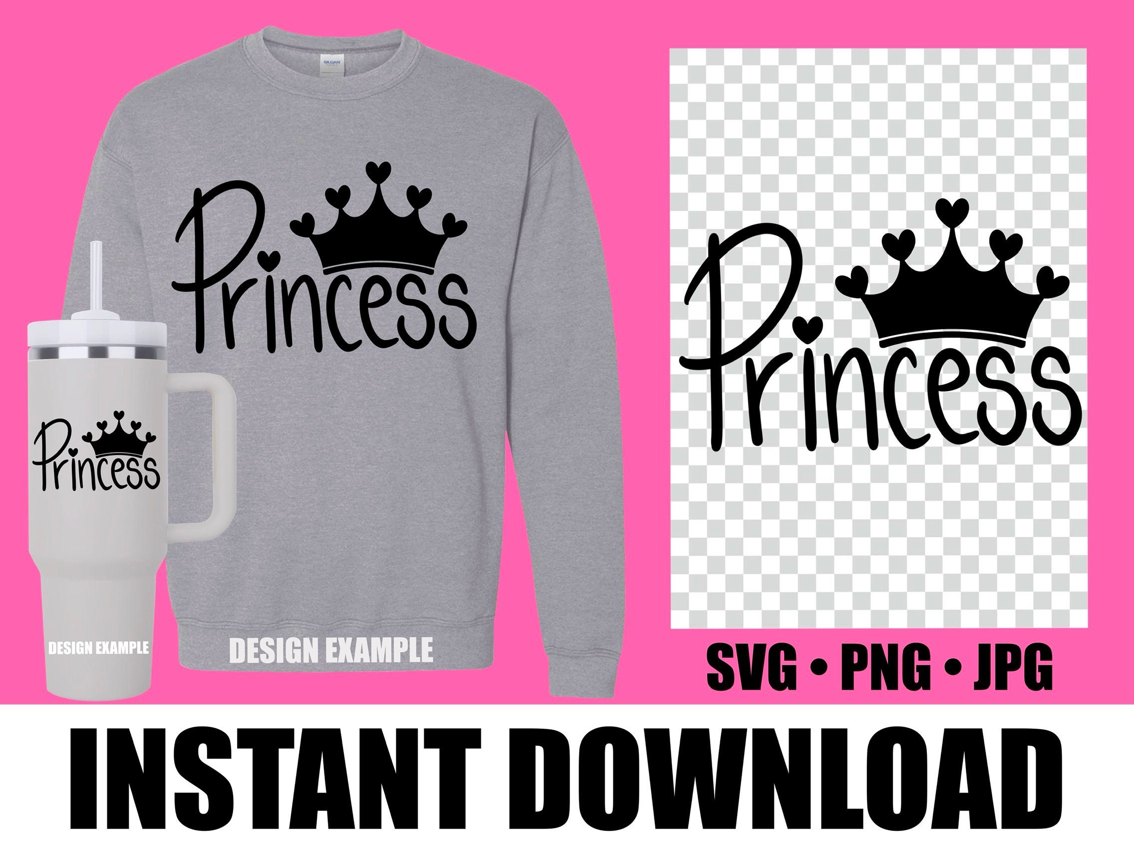 Princess With Crown Text SVG File, Cricut File - Etsy