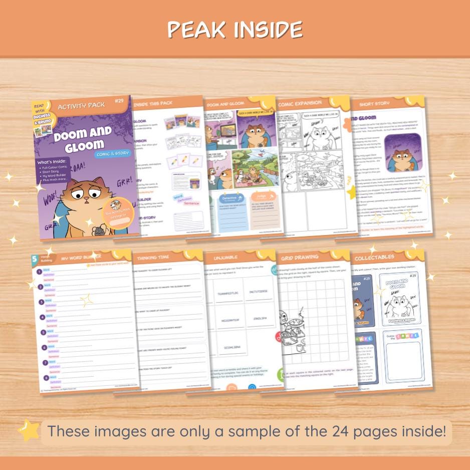 Doom and Gloom Activity Pack: Fun Printable Worksheets, Comprehension ...