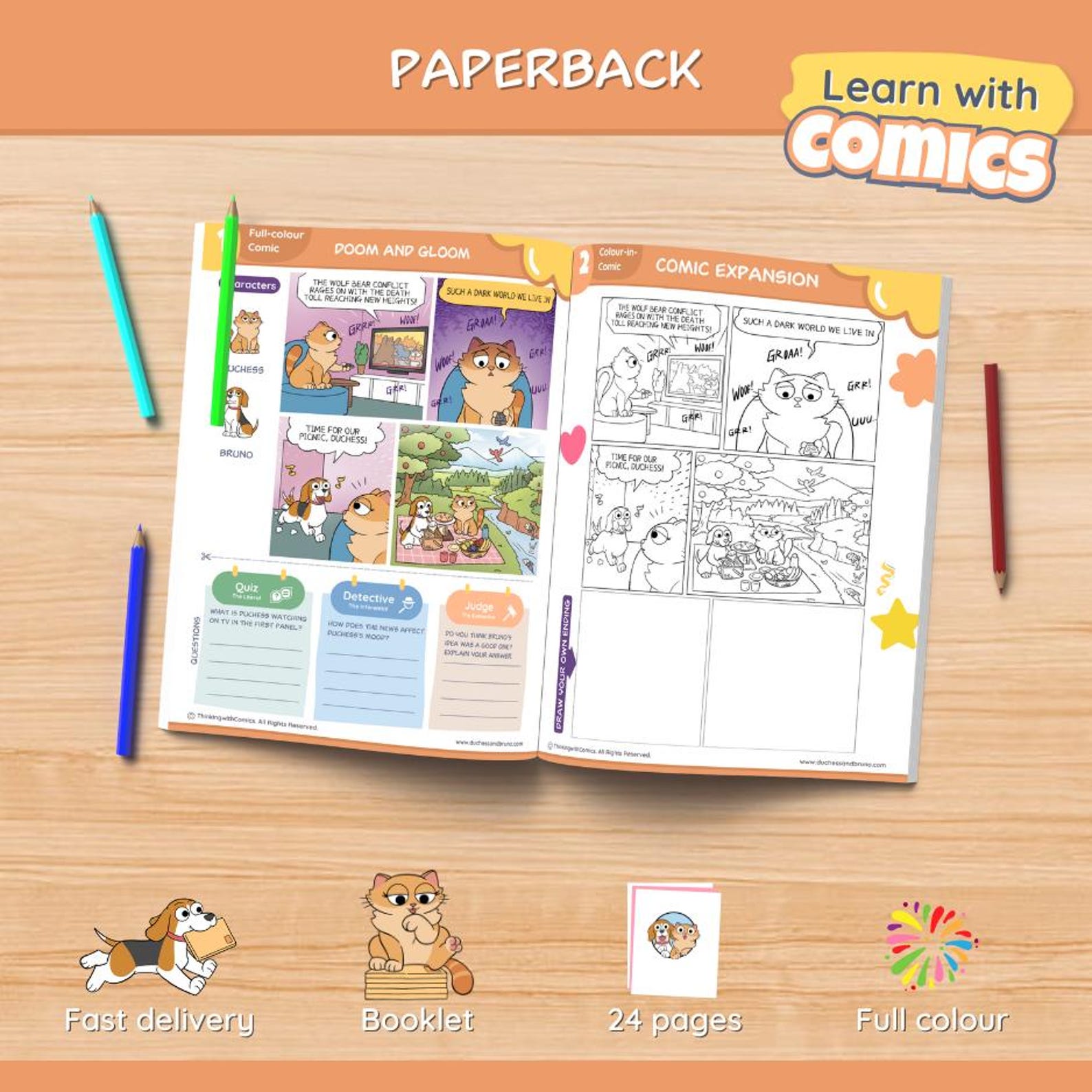 Doom and Gloom Activity Pack: Fun Printable Worksheets, Comprehension ...