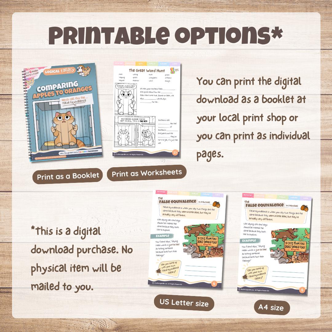 False Equivalence Fallacy Activity Pack: Critical Thinking Worksheets ...