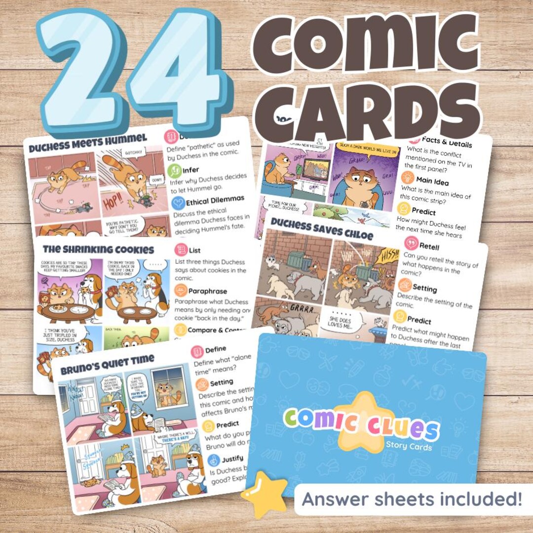 Comprehension Comic Story Cards for Building Understanding, Writing and ...