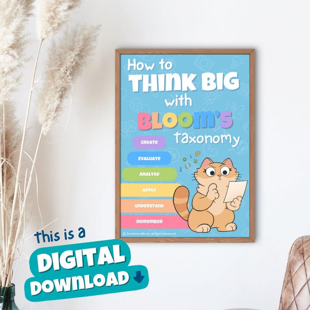 How to Think Big for Kids, Bloom’s Taxonomy Posters + Bonus Activity ...