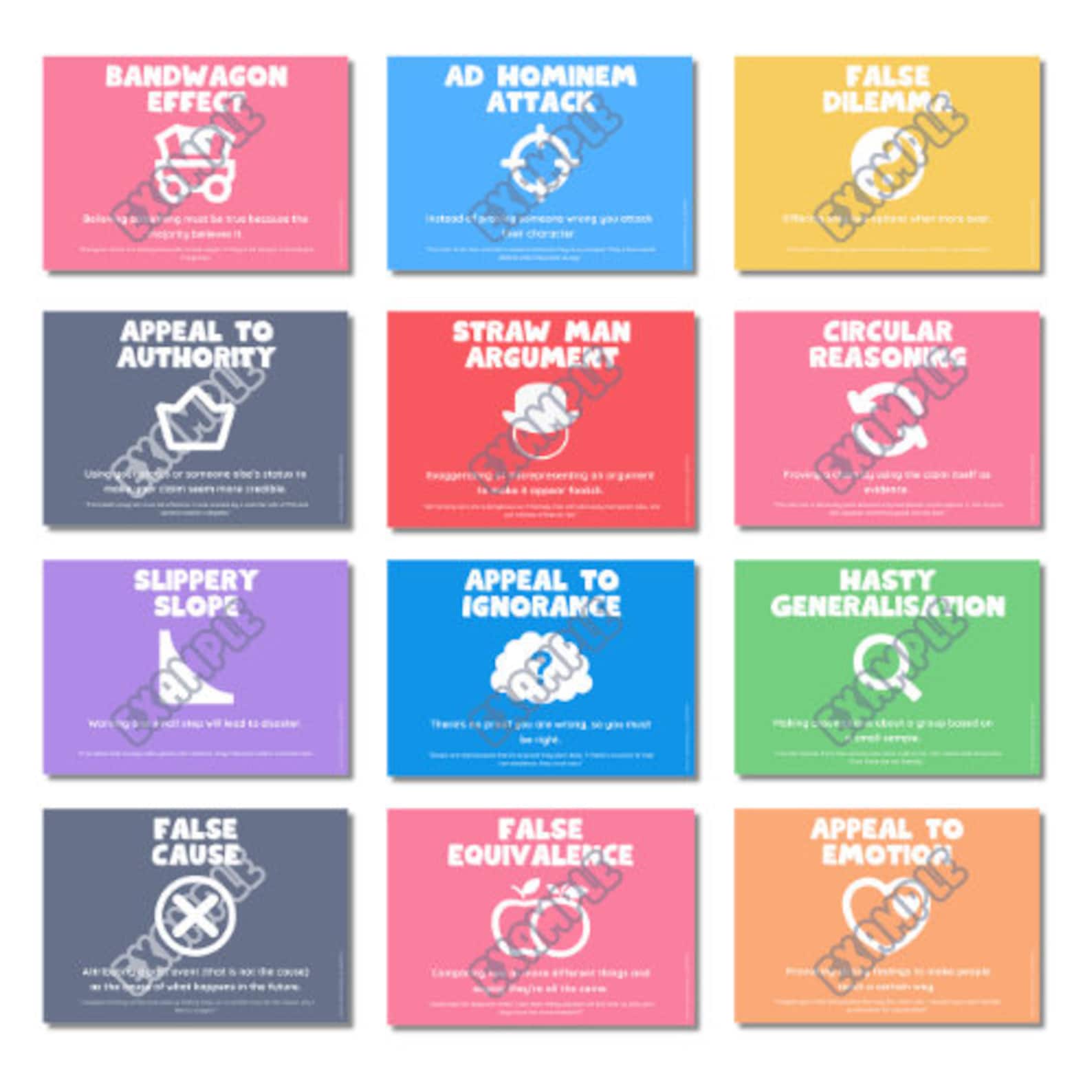 Logical Fallacies Game Cards Set - Series I - Etsy