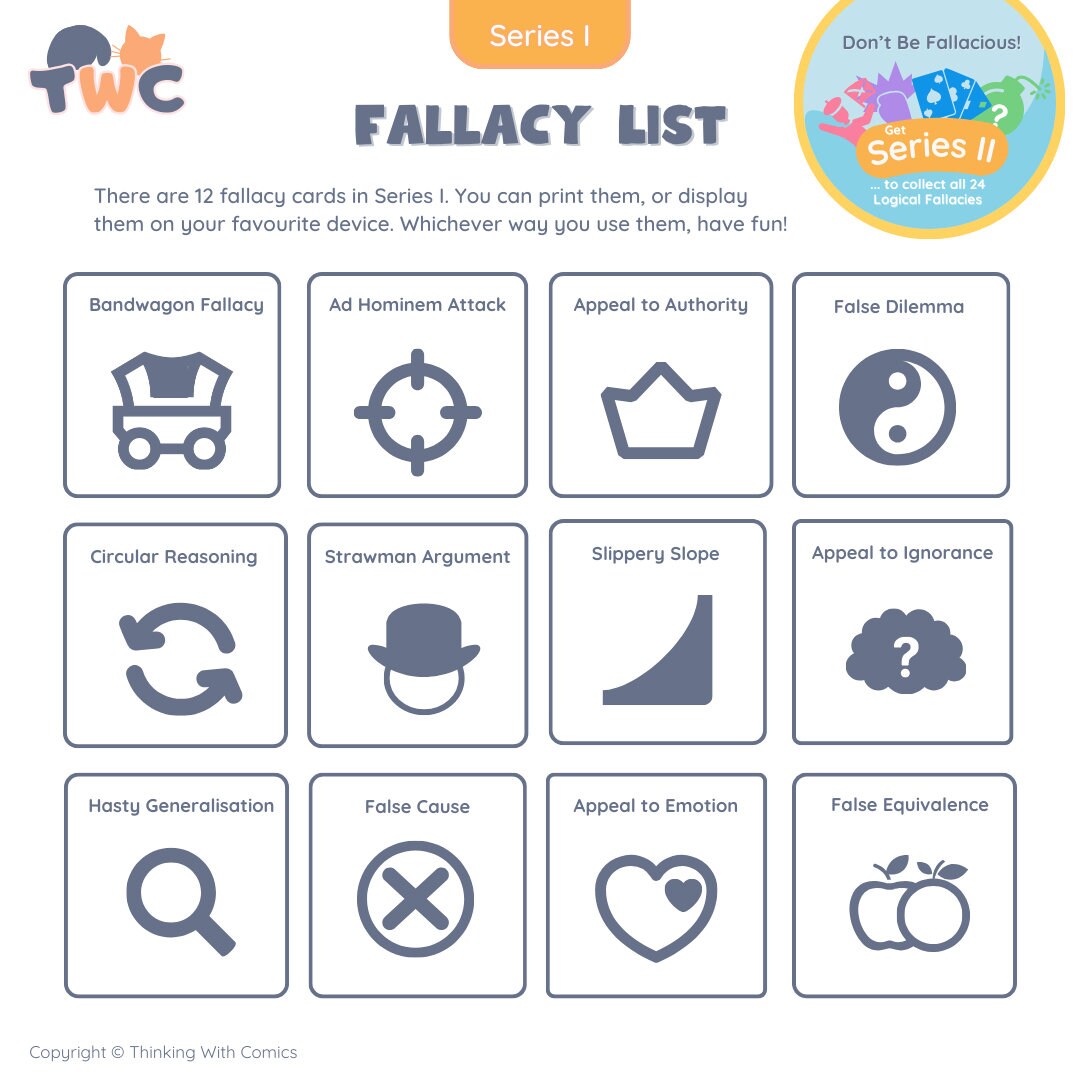 Logical Fallacies Square Card Set Pack Series I - Etsy Australia