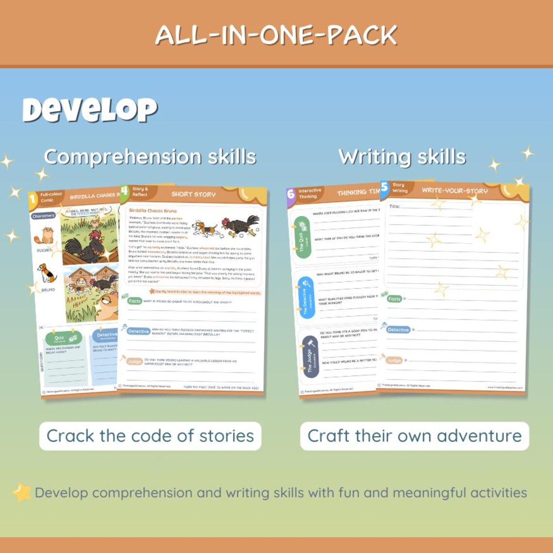 Birdzilla Chases Bruno Fun Activity Pack, Comprehension Questions ...