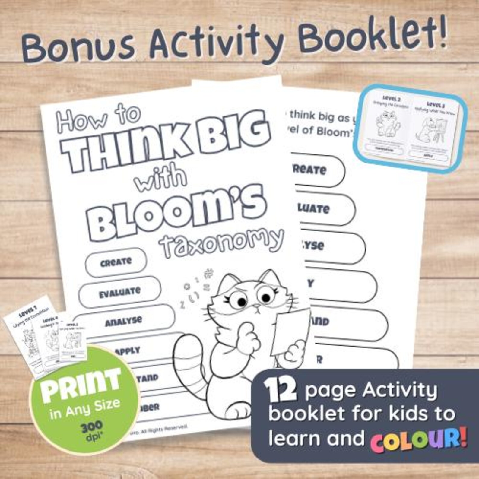 Bloom's Taxonomy Posters for Kids + Activity Booklet (digital Download ...