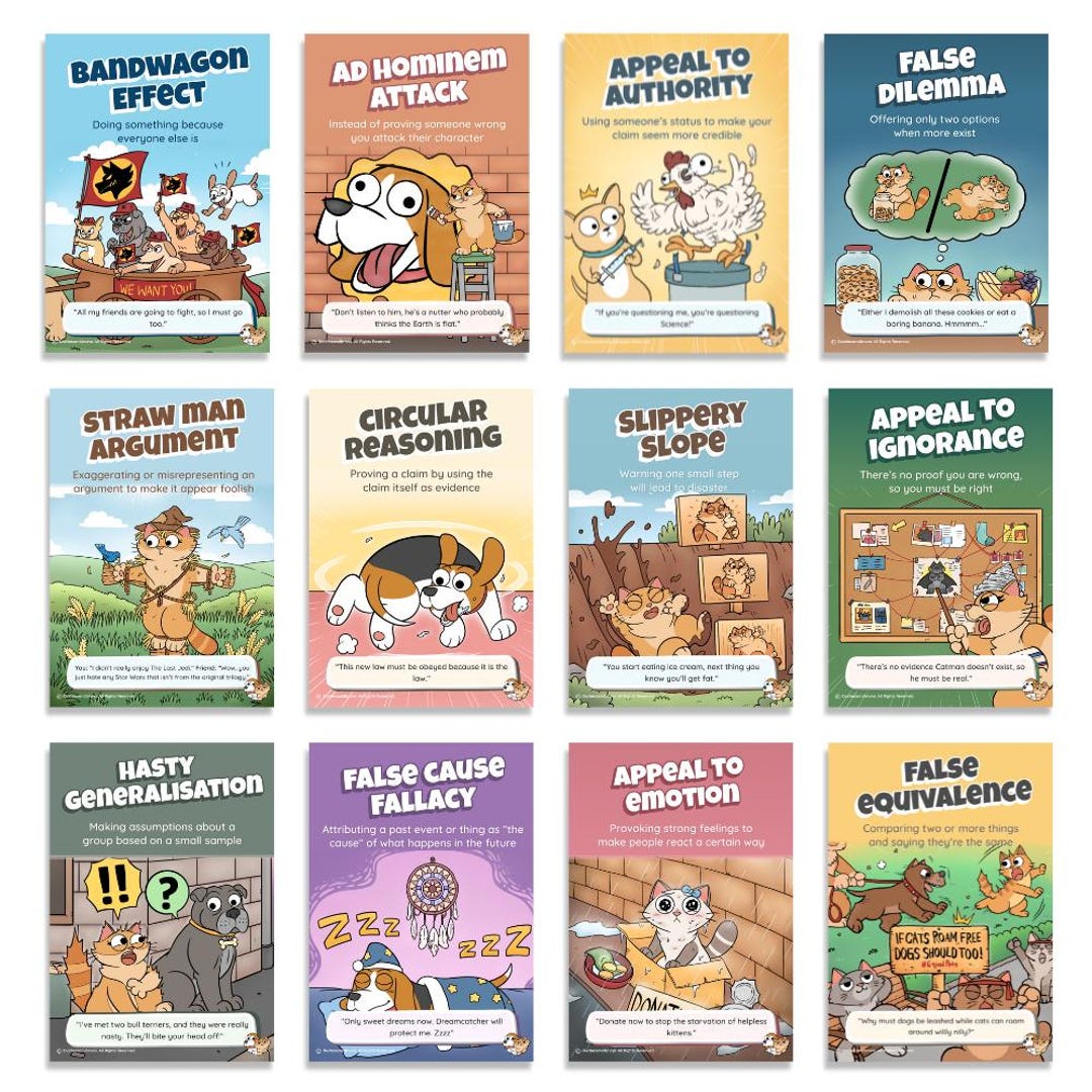 Logical Fallacy Posters Bundle Pack of 12 - Fun Illustrations for ...
