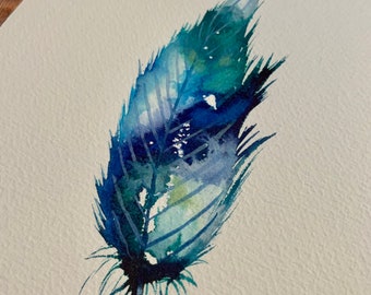 Blue Feather Print | Etsy