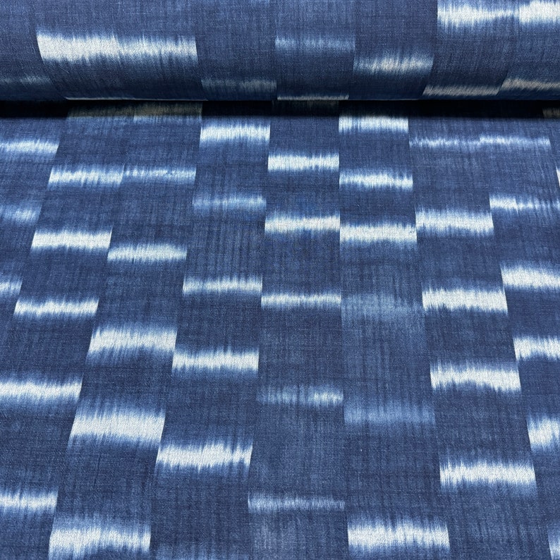Japanese Indigo Kasuri Fabric Crepe – Taki-kasuri Crepe Waterfall Tie ...