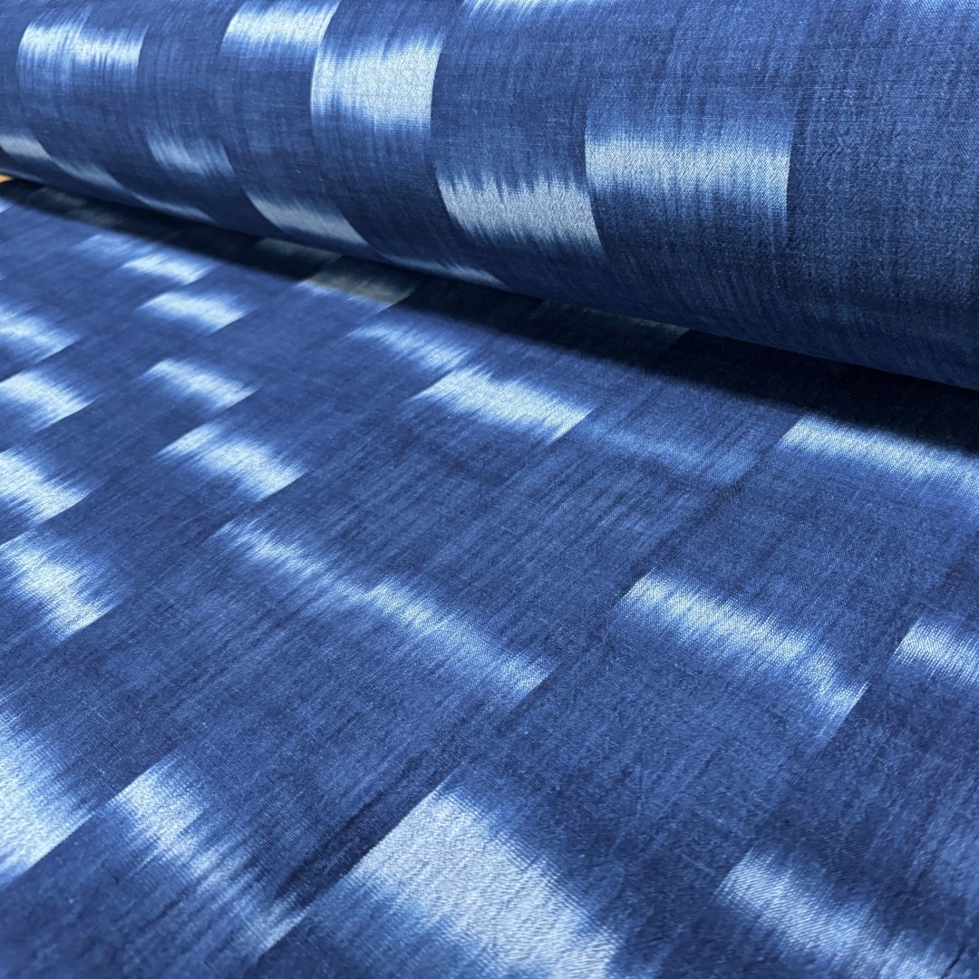 Japanese Indigo Kasuri Fabric Crepe – Taki-kasuri Crepe Waterfall Tie ...