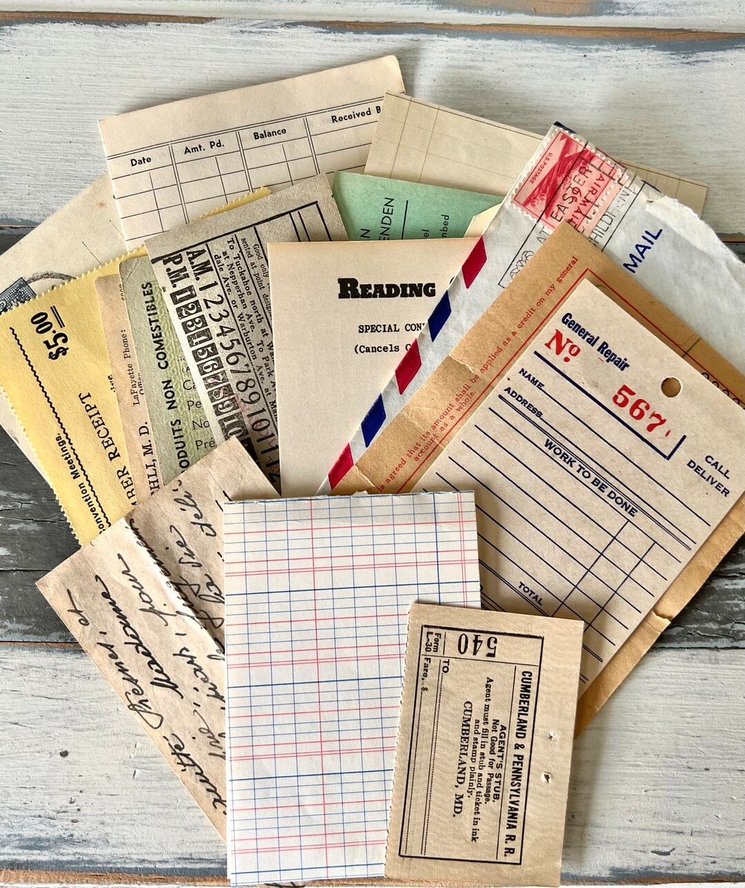 Assorted Vintage Paper Pack Paper Ephemera Pack of 20 Assorted Office ...