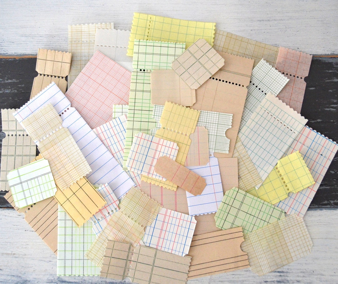 Vintage Paper Cut-outs: Ledger, Grid, Invoice Junk Journal Ephemera ...