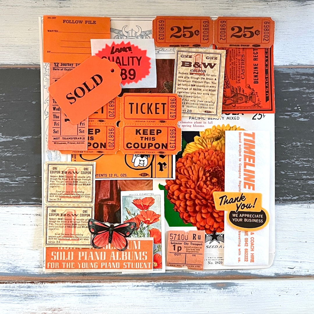 Orange Ephemera Packet - Orange Vintage Papers - Tickets / Tags ...
