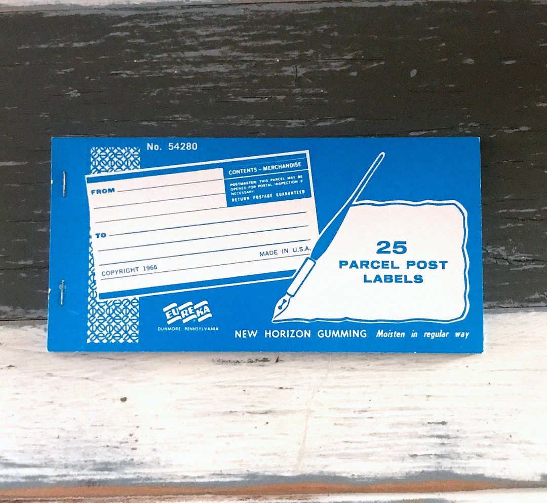 Parcel Post Label Booklet Eureka Labels Blue Parcel Post Labels Gummed ...