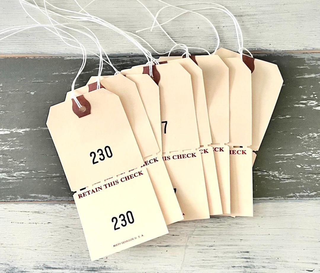 Dennison Hang Tags - Set of Eight (8) Baggage Check / Perforated ...