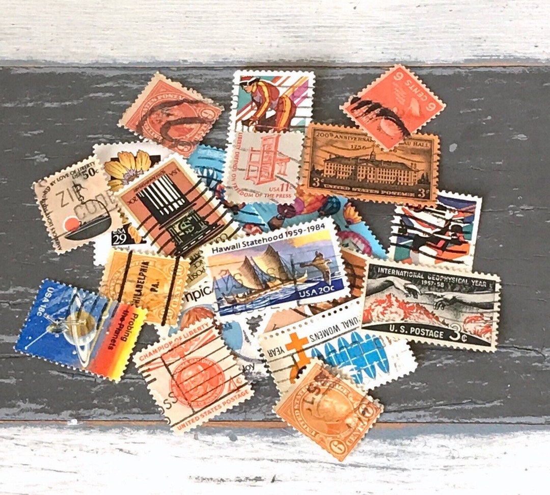 Vintage US Cancelled Postage Stamps / Orange Used Stamps / 1920's ...