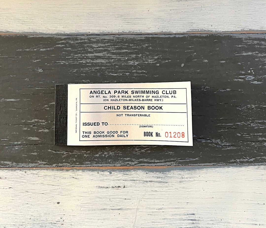 Vintage Angela Park Swimming Ticket Booklet Vintage Tickets Season ...