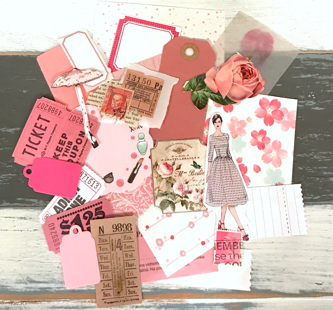 Pink Rose Journaling Paper Pack - Pink Ephemera - Journals / Crafting ...