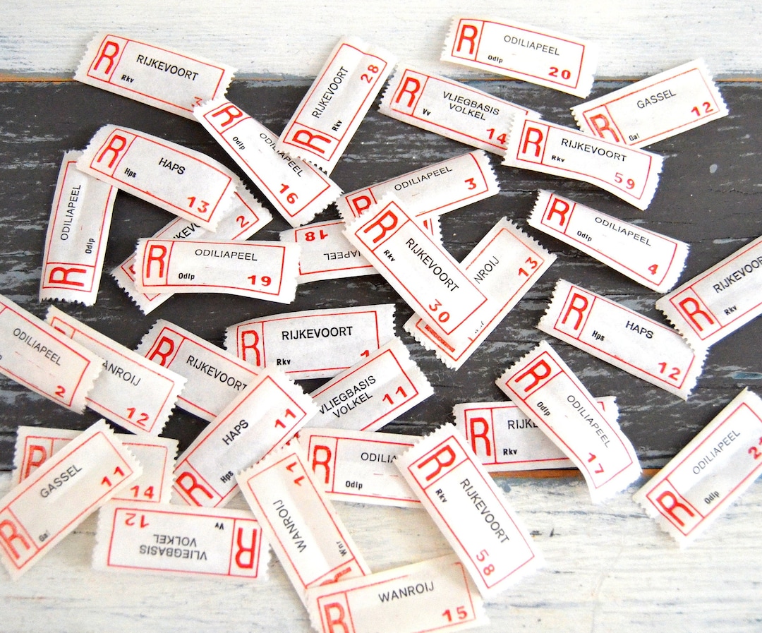 Assorted Vintage Registered Mail Labels Red and White Registered ...