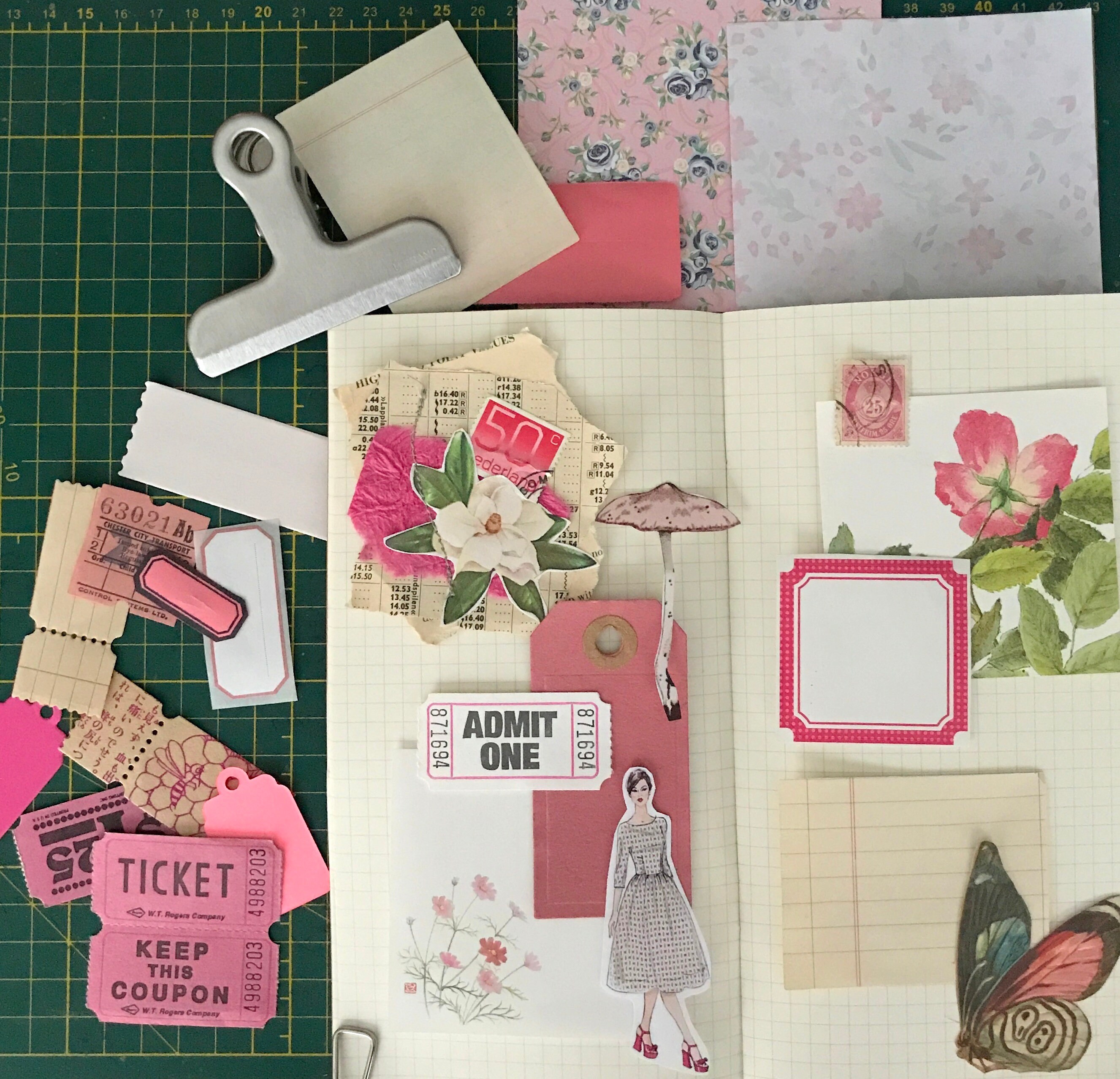 Pink Rose Journaling Paper Pack Pink Ephemera Journals / - Etsy