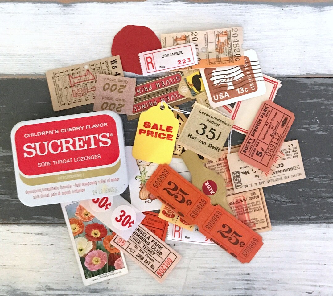 Vintage Sucrets Tin Filled With Assorted Paper Ephemera - Etsy
