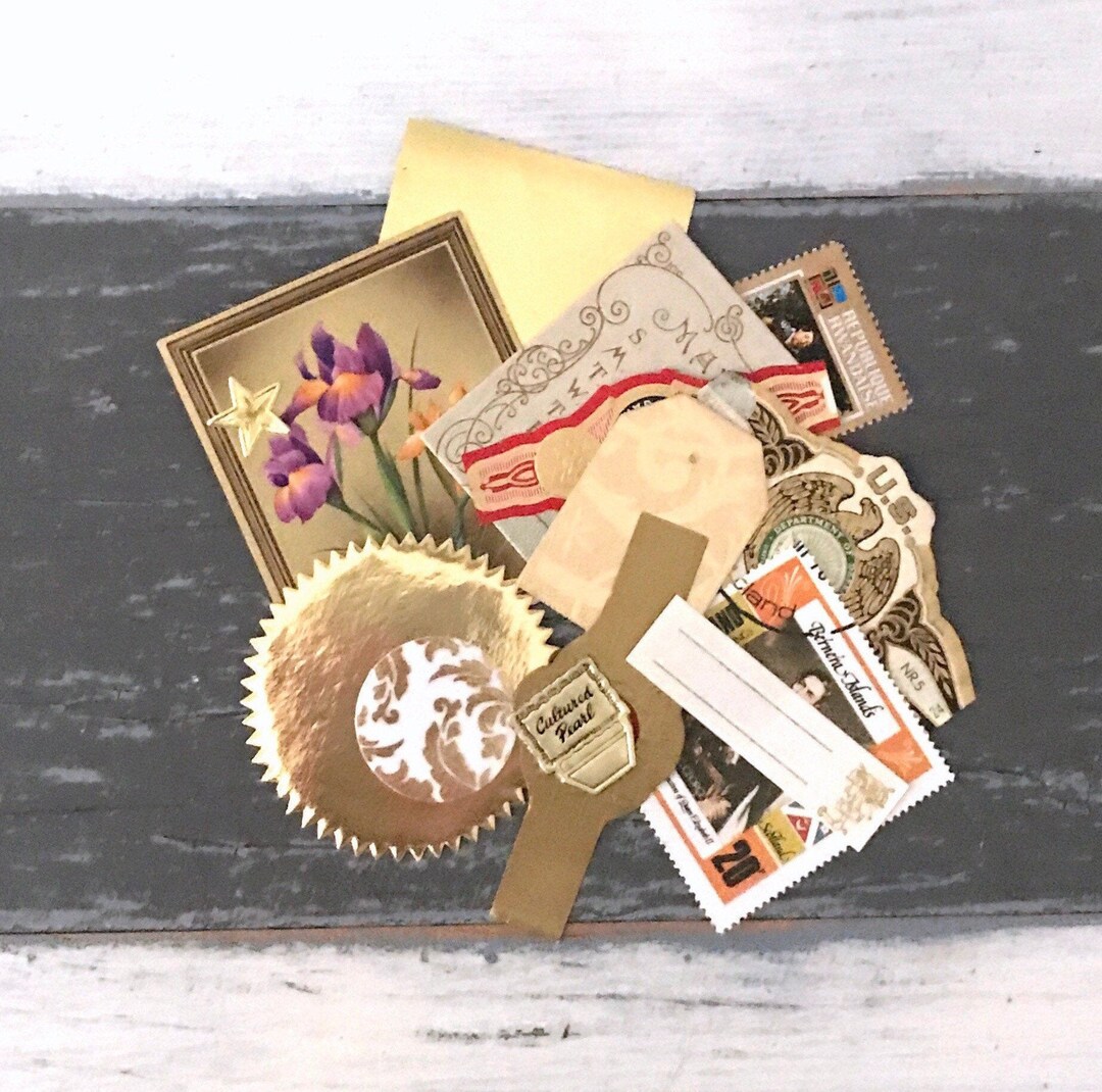 Tiny Ephemera Packet Gold Themed Vintage Papers Tickets / - Etsy