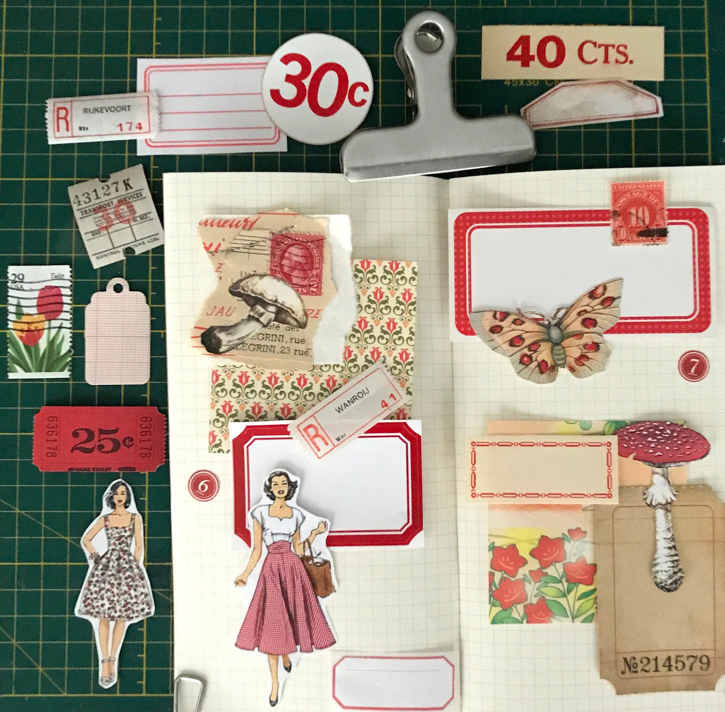 Red Journaling Paper Pack Red Ephemera Journals / Crafting | Etsy