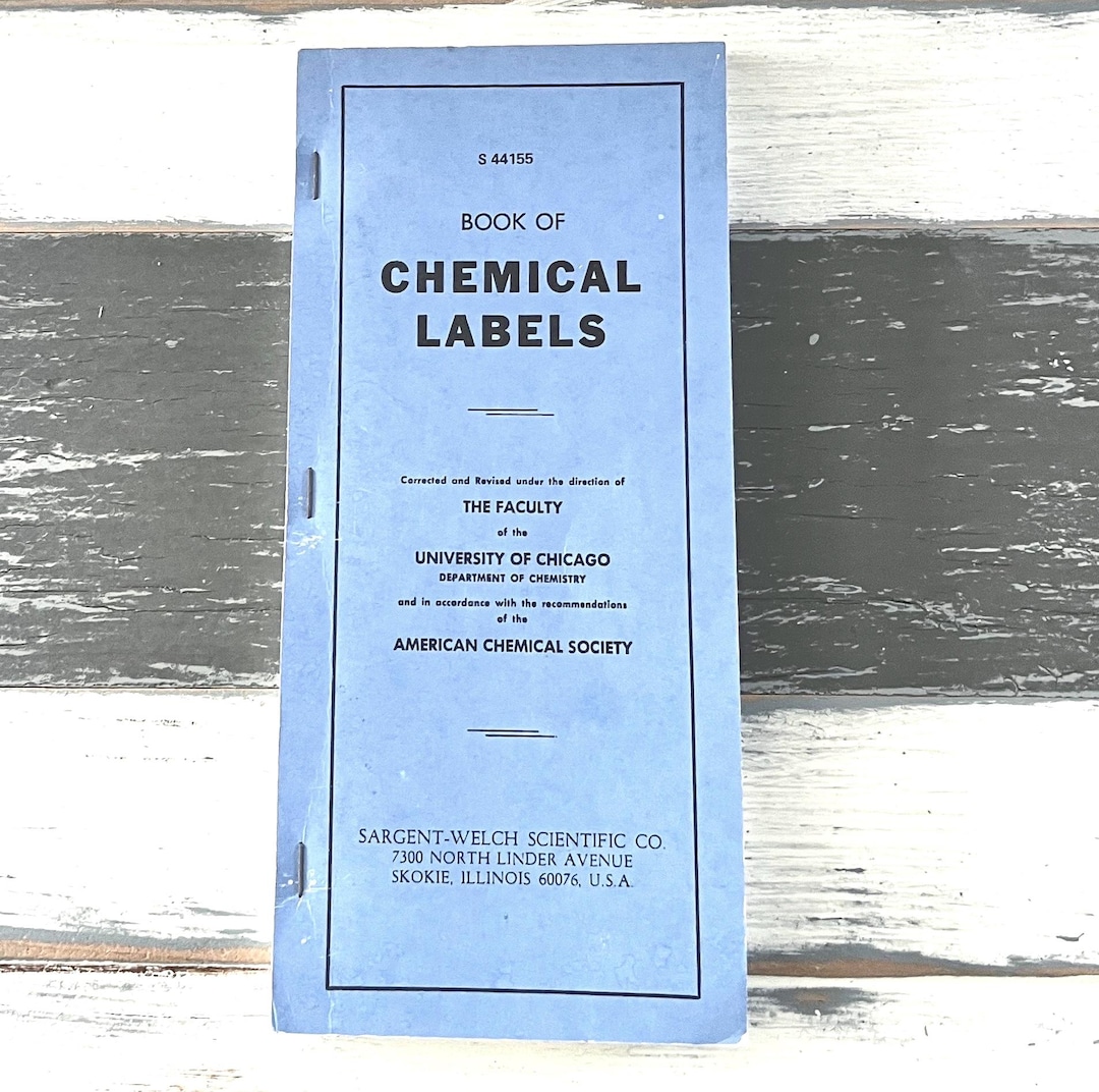 Chemical Chemistry Lab Labels Book / Gummed Labels / Black & White ...
