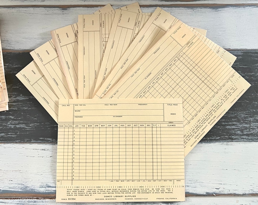 Grouping of Eight 8 Vintage Library Supply Cards Indexing / Book ...