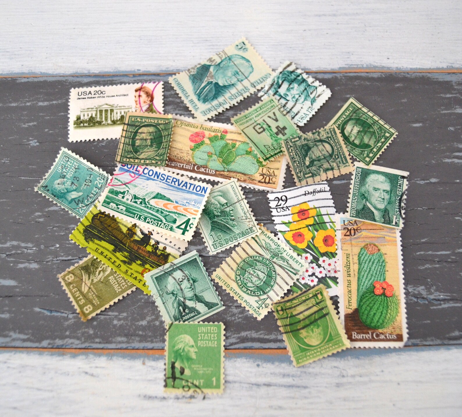 Vintage US Cancelled Postage Stamps Green Used Stamps - Etsy
