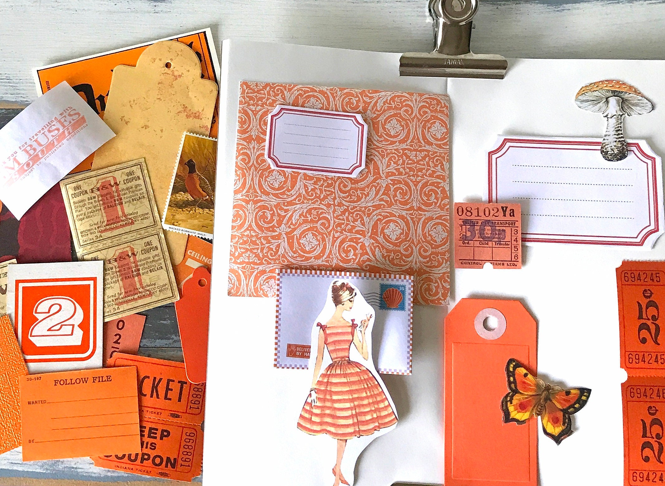 Orange Journaling Paper Pack Orange Ephemera Journals / - Etsy