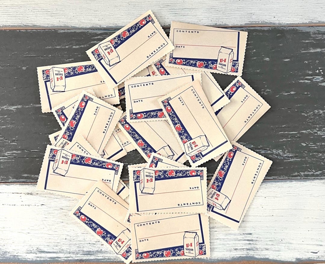 Vintage Gummed Canning Labels / U I Sugar / Label Lot / Old Labels ...